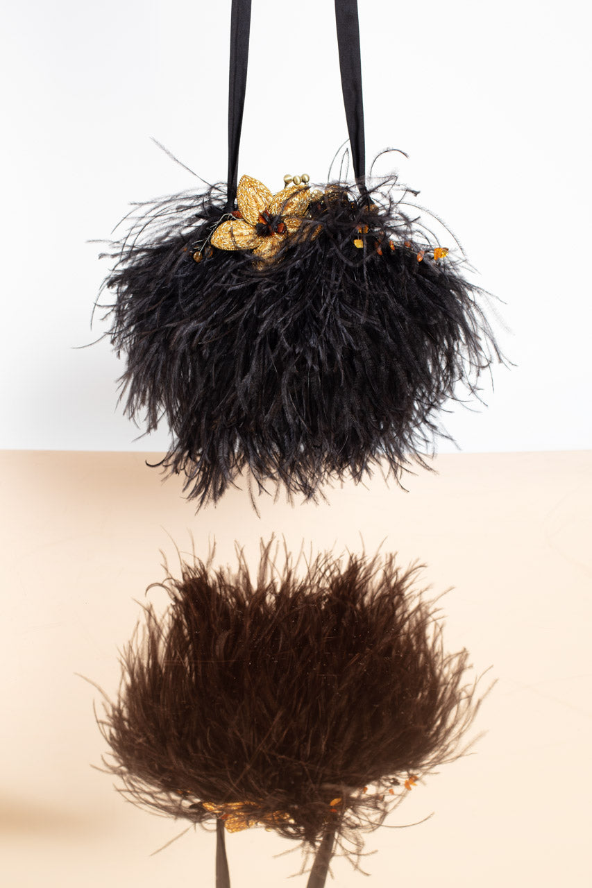 HOUSE OF ARISTOCRAT | QUEEN OF THE NIGHT FEATHER HANDBAG | GOLDEN CITY ...